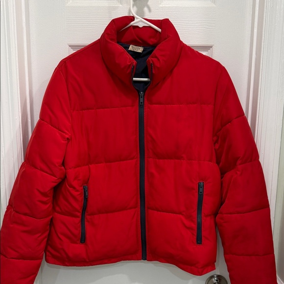Jackets & Coats | Red Puffer Jacket With Zipper Pockets | Poshmark